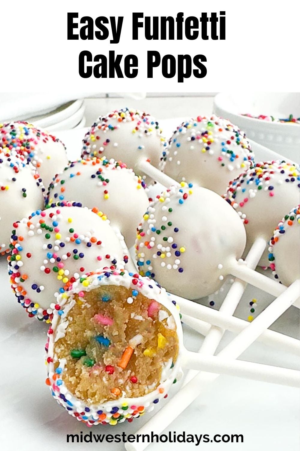 Funfetti Cake Pops (No Bake) - Midwestern Holidays