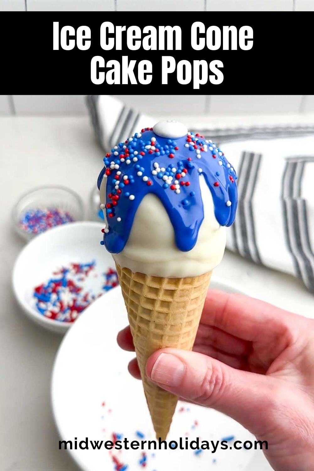 Ice Cream Cone Cake Pops - Midwestern Holidays