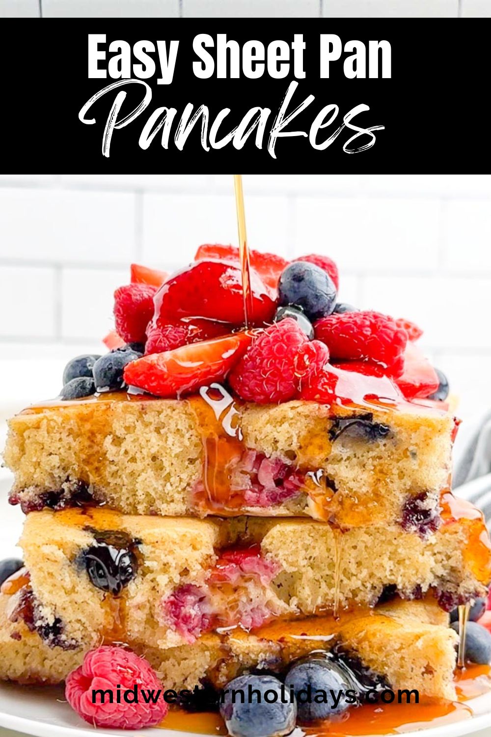 Sheet Pan Pancakes (from Mix) - Midwestern Holidays