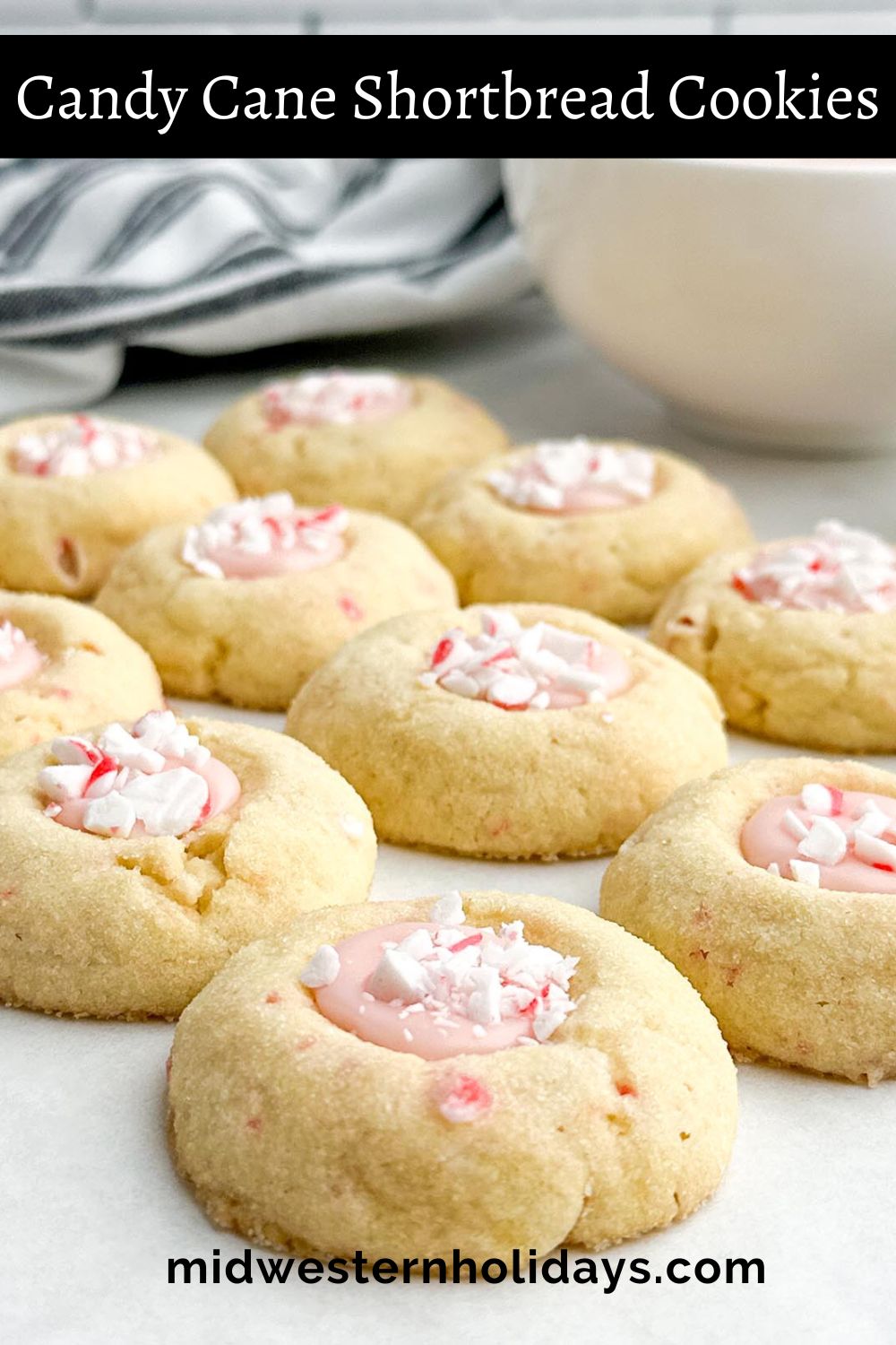Candy Cane Shortbread Cookies - Midwestern Holidays