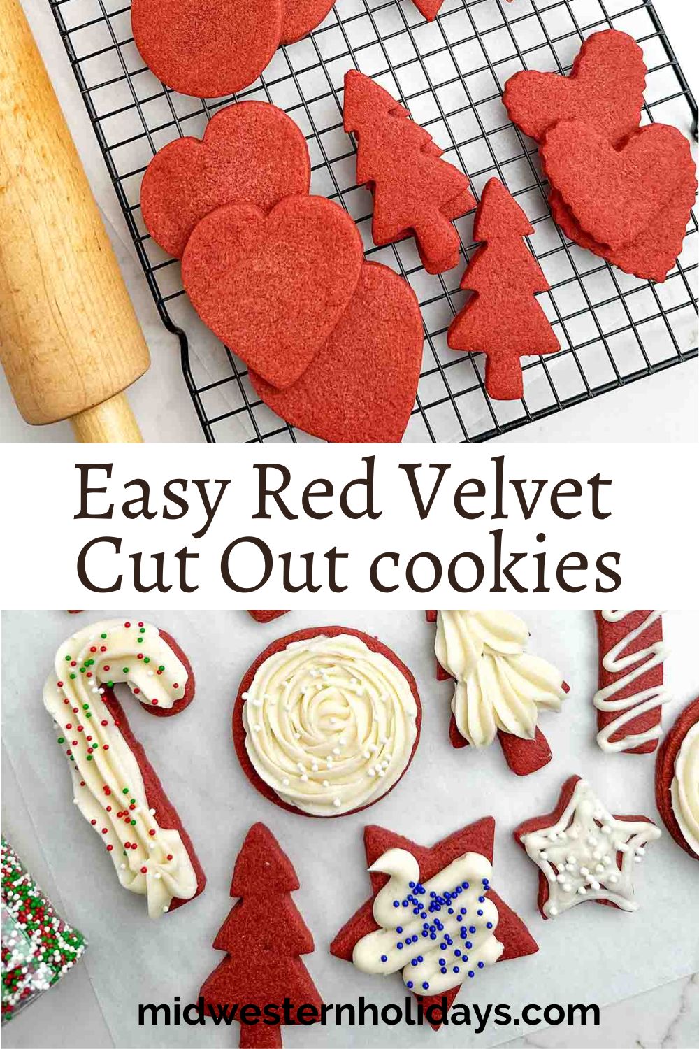 Red Velvet Cut Out Cookies - Midwestern Holidays