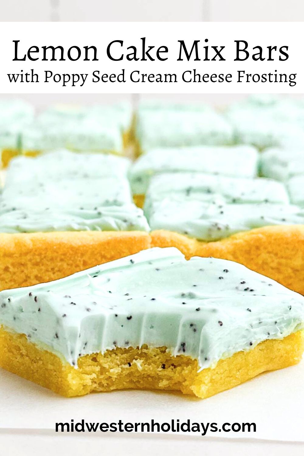 Lemon Cake Mix Bars with Cream Cheese Frosting - Midwestern Holidays
