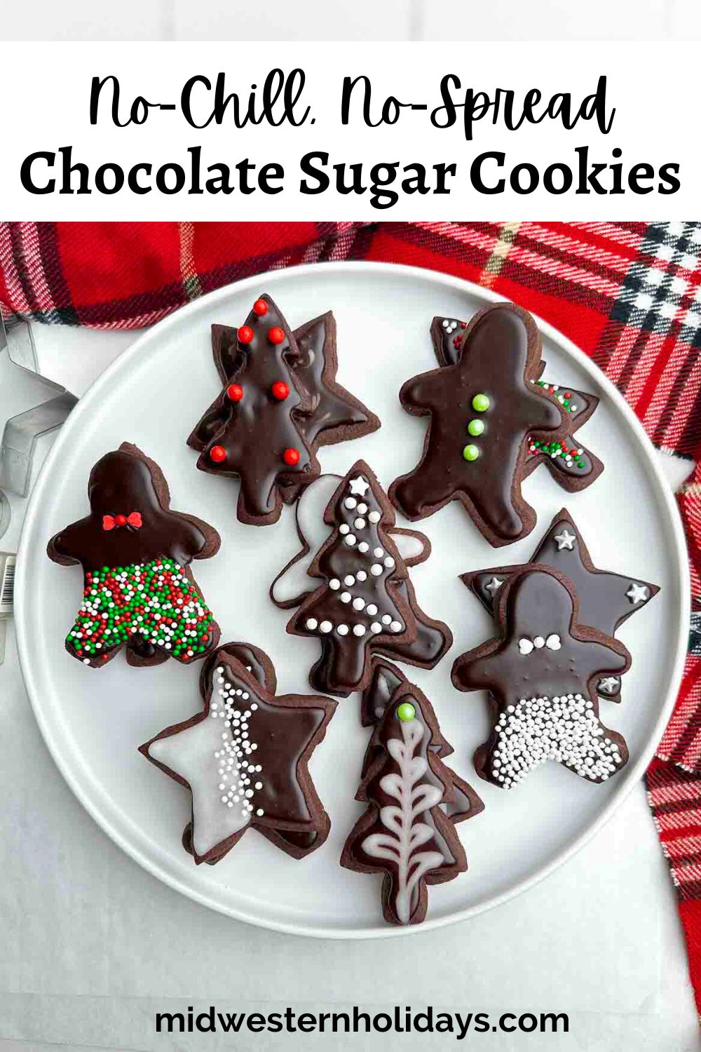 Chocolate Cut Out Cookies (No Chill, No Spread) - Midwestern Holidays