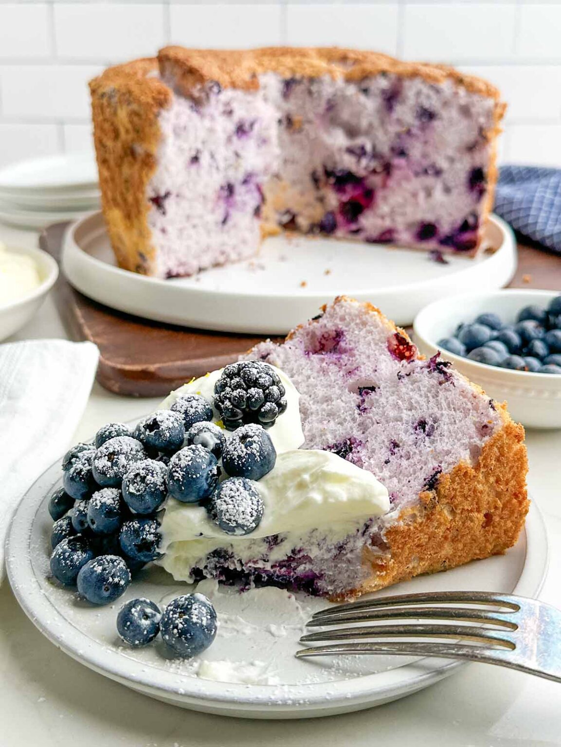 2-Ingredient Blueberry Angel Food Cake - Midwestern Holidays