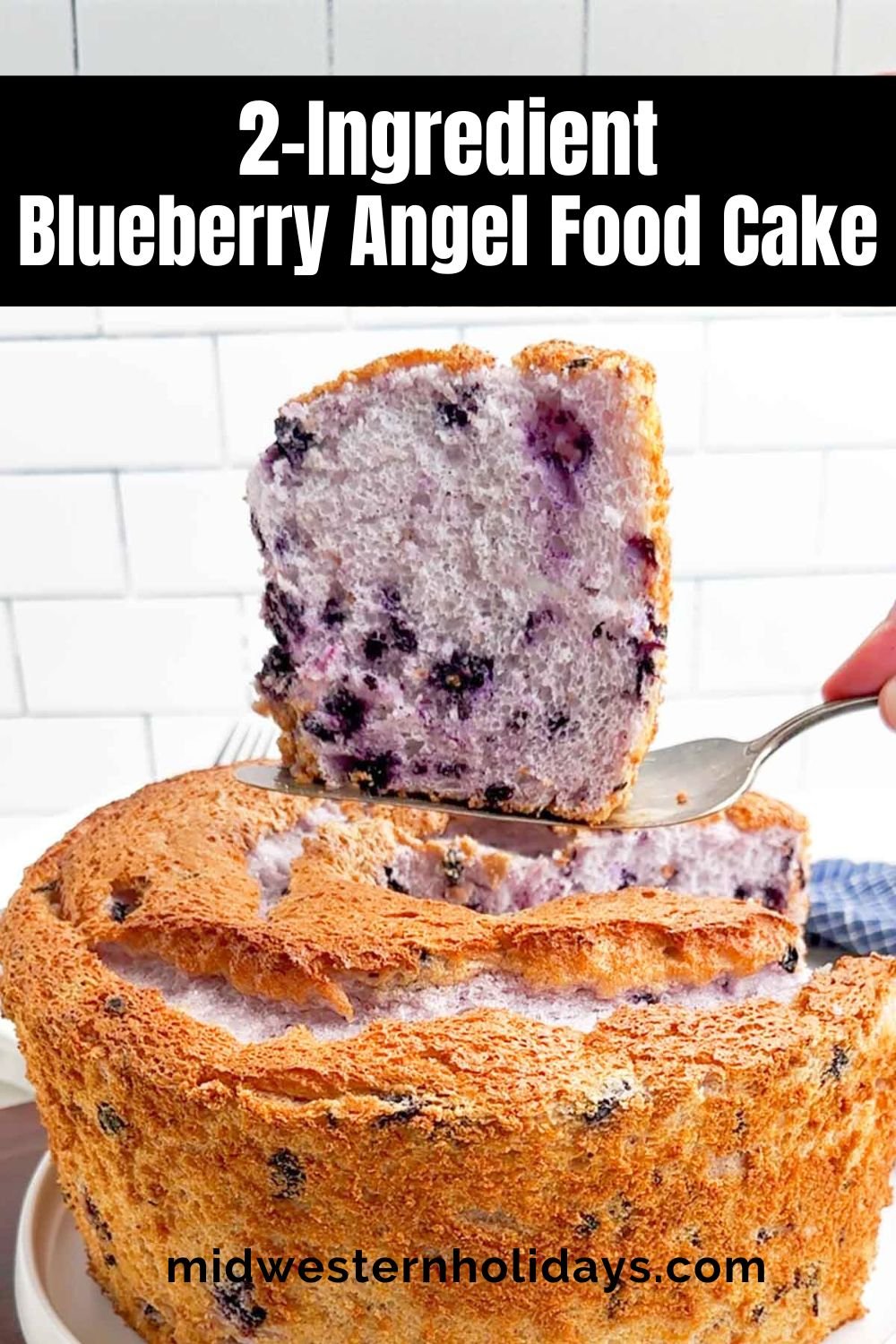 2-Ingredient Blueberry Angel Food Cake - Midwestern Holidays