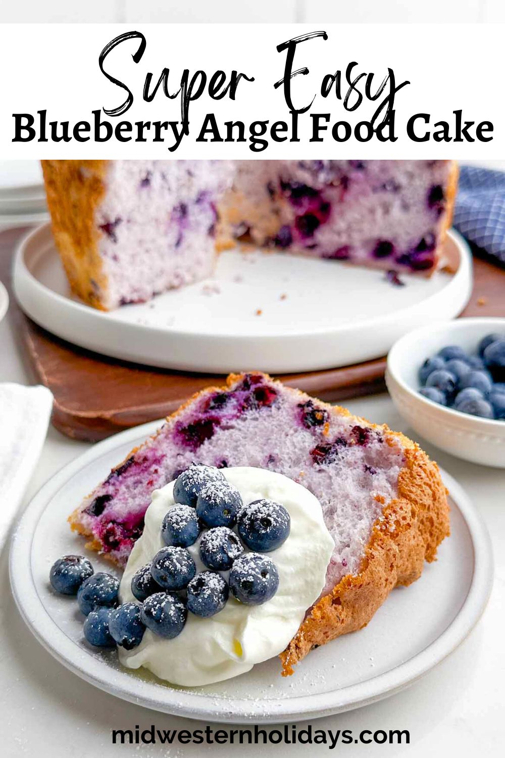 2-Ingredient Blueberry Angel Food Cake - Midwestern Holidays