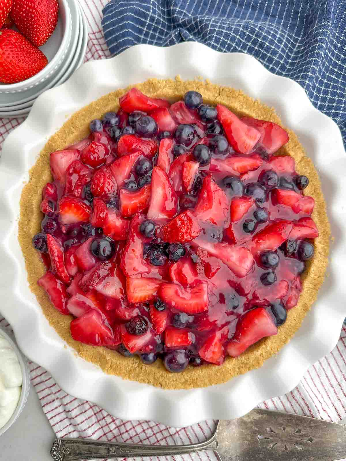 Strawberry Blueberry Pie (No-Bake) - Midwestern Holidays